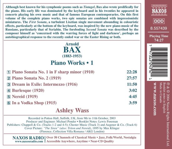 Bax: Piano Sonatas Nos. 1 & 2, Ashley Wass | CD (album) | Muziek | bol.com