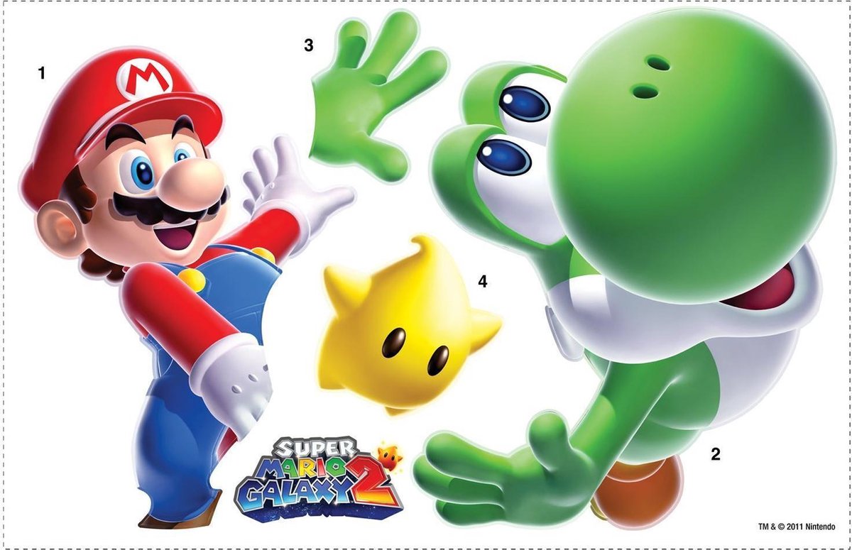 NINTENDO - Giant Movable Sticker Super Mario, Yoshi & Luma | bol.com