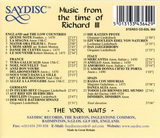 The York Waits - The York Waits, Music From Richard III (CD), The York ...