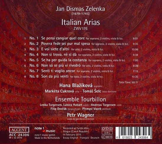 Ensemble Tourbillon & Petr Wagner - Zelenka: Italian Arias ZWV 176 (CD ...