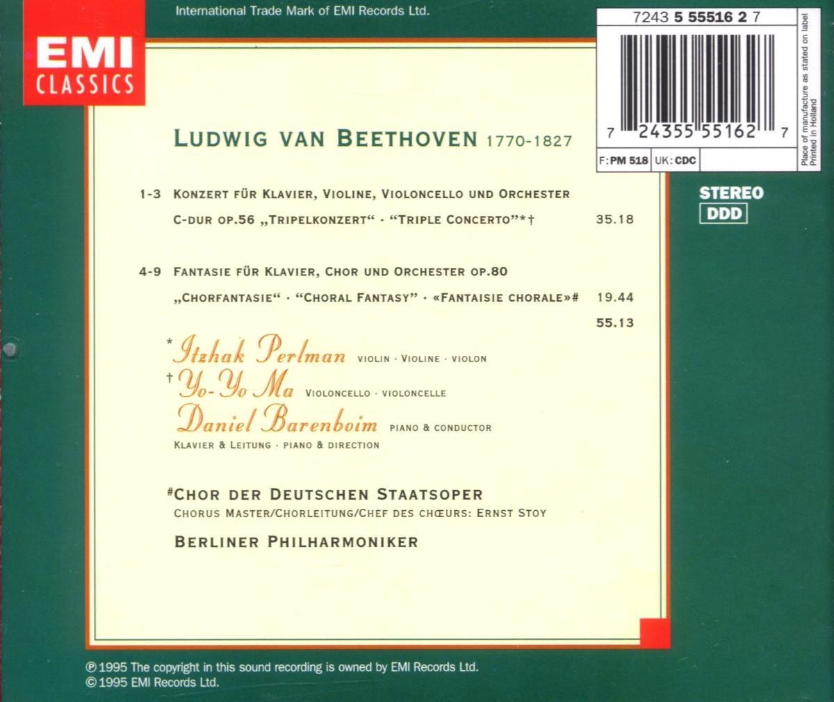 Beethoven: Triple Concerto, etc / Perlman, Ma, Barenboim, Itzhak Perlman | CD (album)... | bol.com
