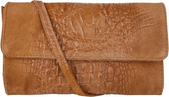 Tas Baggyshop echt leder/leer - Crazy croco clutch Cognac | bol.com