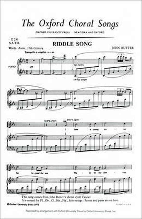 Riddle Song, John Rutter | 9780193855137 | Boeken | bol.com
