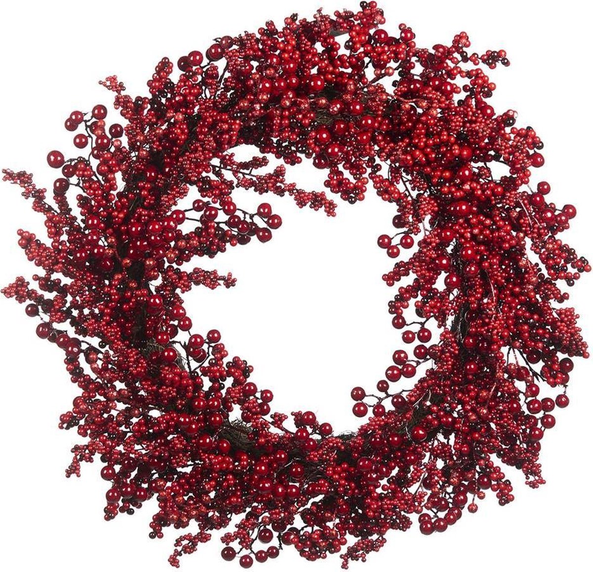 Goodwill Krans-Kerstkrans Rode besjes-Zijde-Kunststof Rood D 76 cm H 15 ...