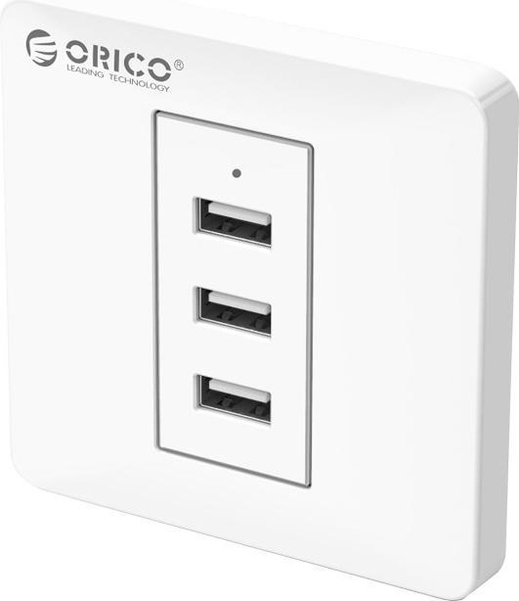 Orico - USB inbouw wandcontactdoos stopcontact met 3x 2.4A USB ...