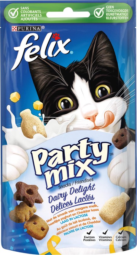 FELIX Party Mix Snacks Snack pour chat - Délice laitier - 8 x 60 g ...