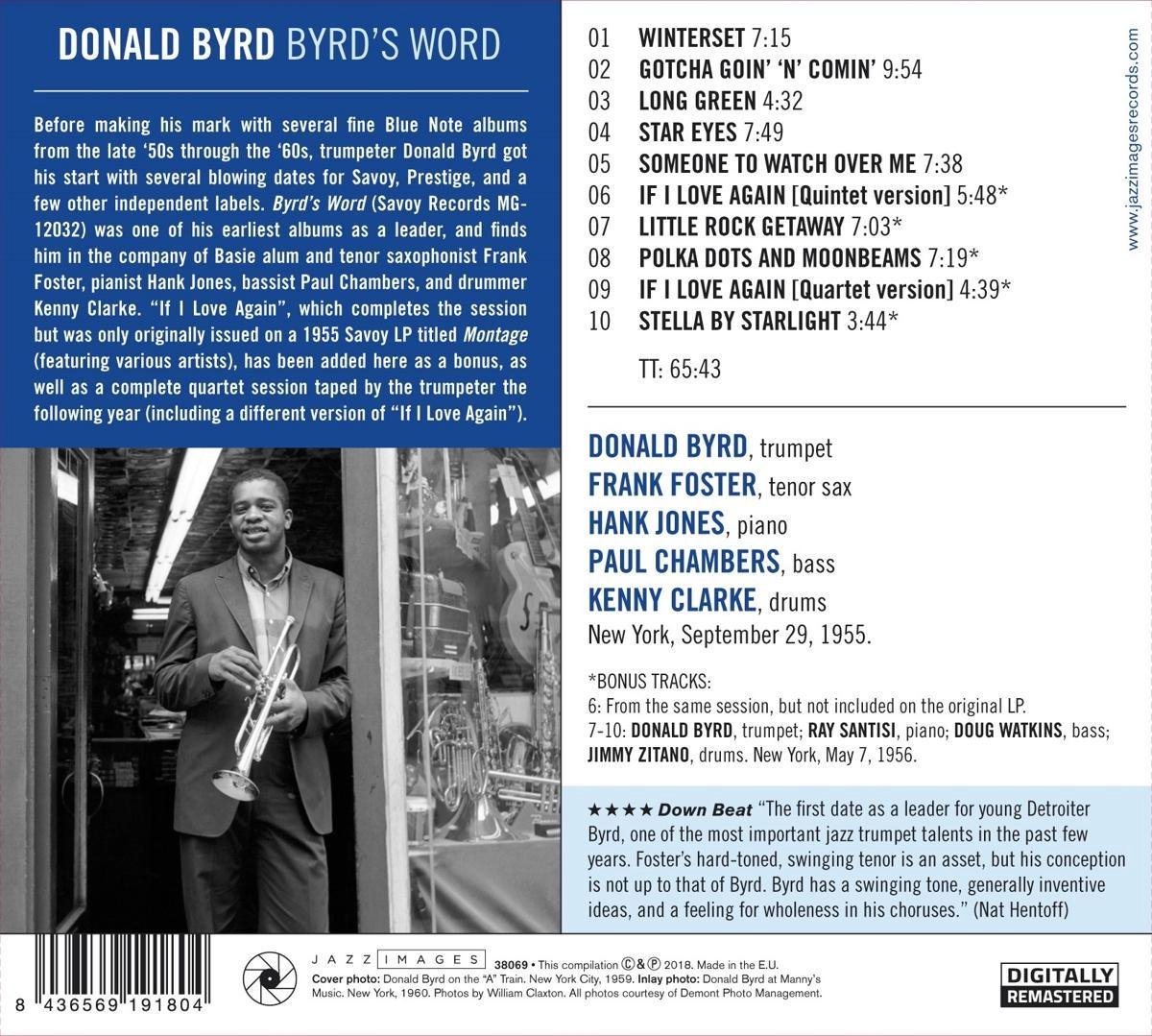 Byrds Word, Donald Byrd | CD (album) | Muziek | bol.com