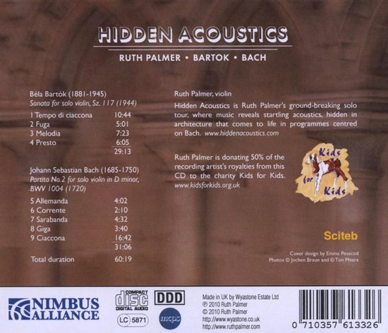 Ruth Palmer - Bach, Bartok: Hidden Acoustics (CD), Ruth Palmer | Muziek ...