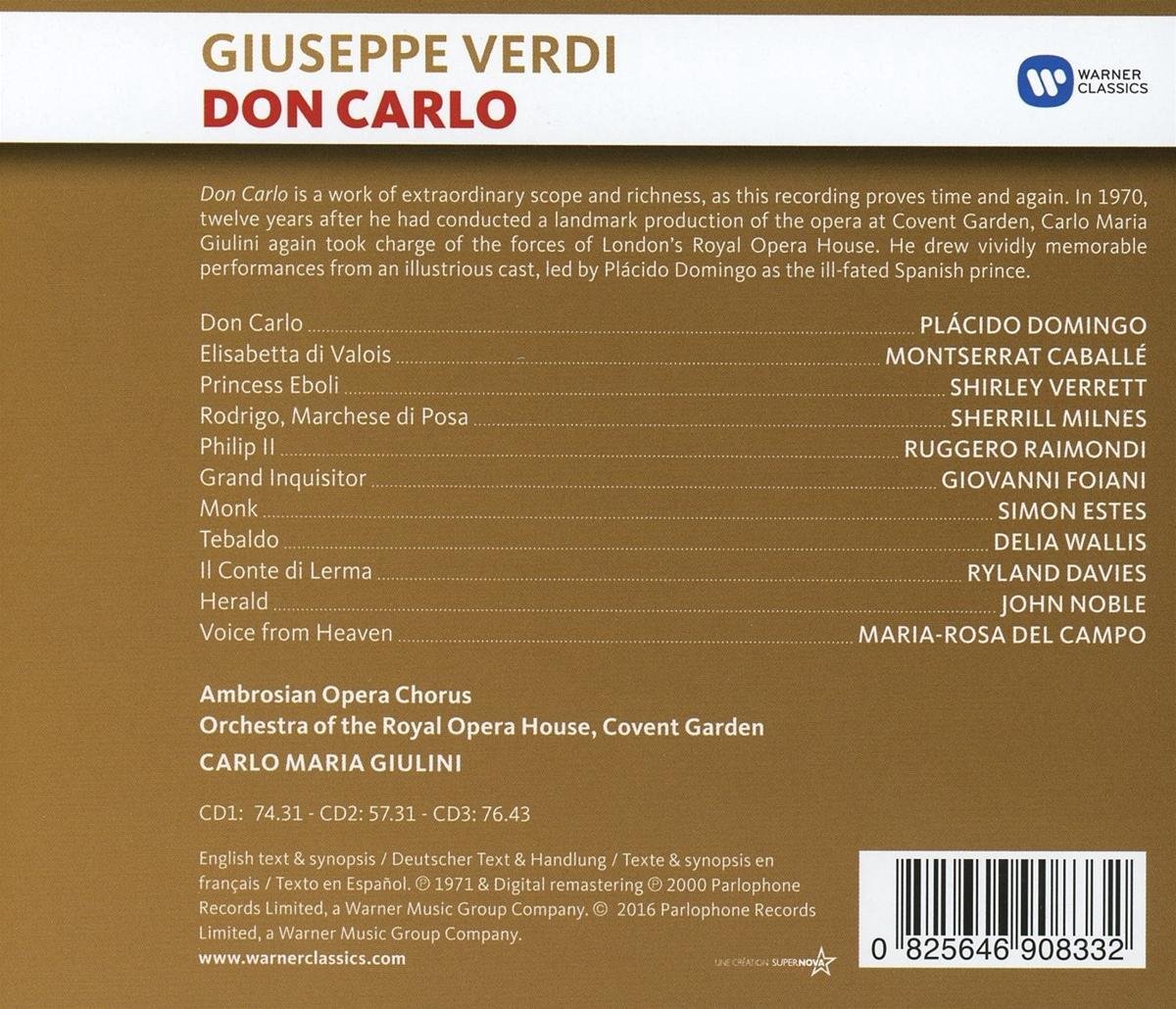 Verdi: Don Carlo (Home Of Opera), Giulini,carlo Maria | CD (album ...