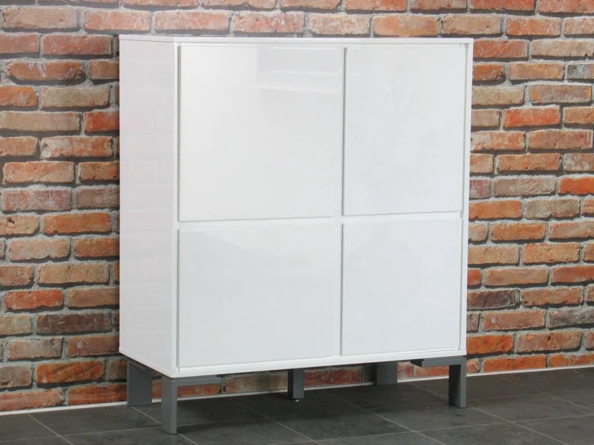 Uptown hoog dressoir met 4 deurtjes wit hoogglans | bol.com