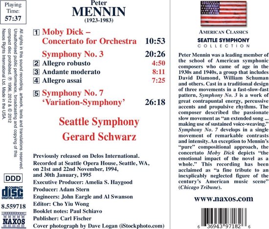 Seattle Symphony Orchestra, Gerard Schwarz - Peter Mennin,: Moby Dick ...