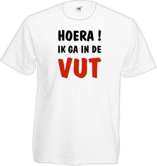 Mijncadeautje Heren T-shirt wit maat XL Hoera in de VUT | bol.com