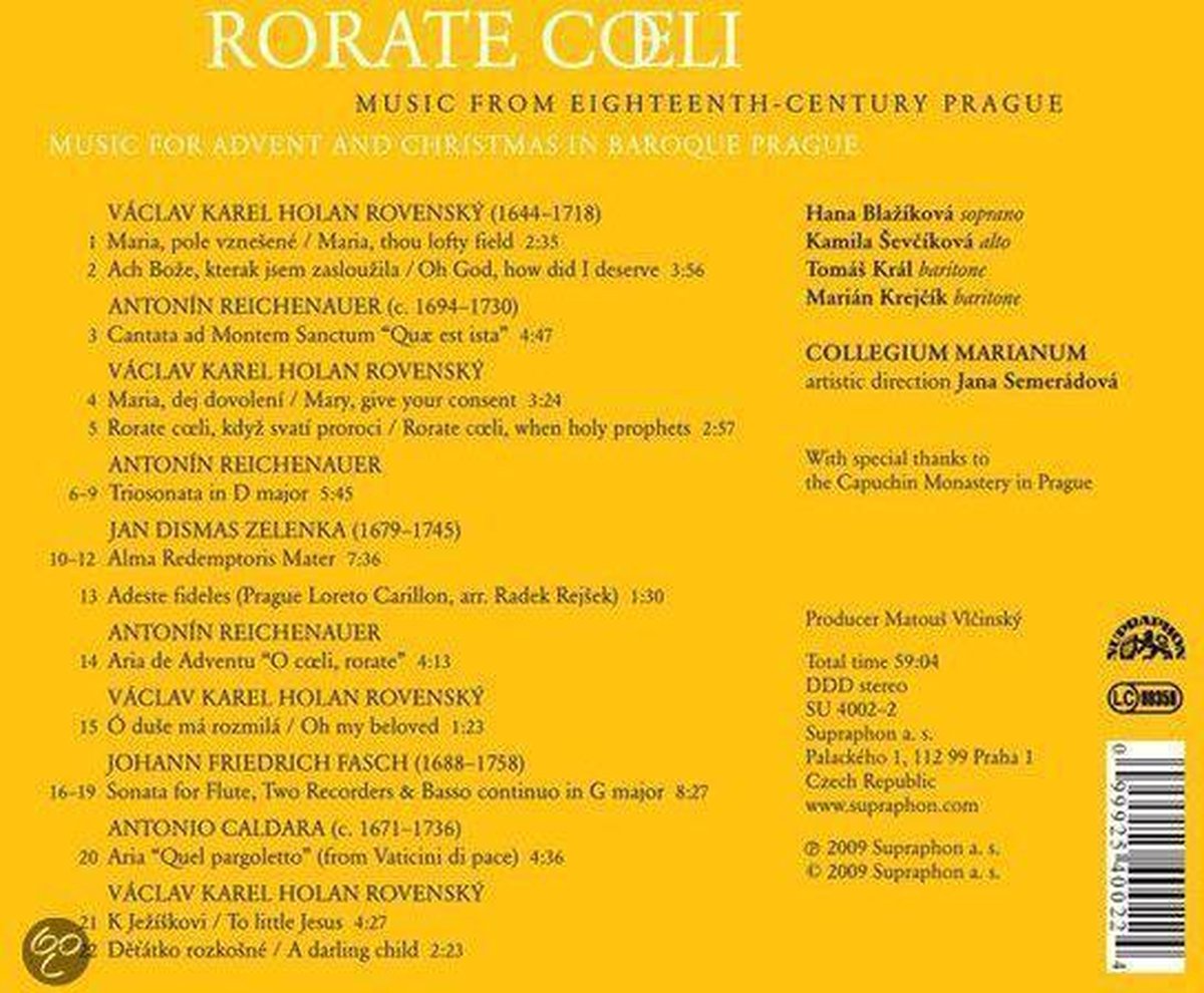 Rorate Coeli / Music For Advent And, Jana Semeradova | CD (album ...