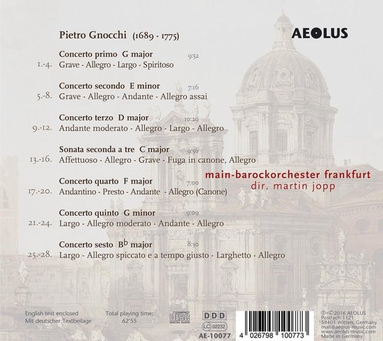 Main-Barockorchester Frankfurt, Martin Jopp - Gnocchi: Six Concertos ...