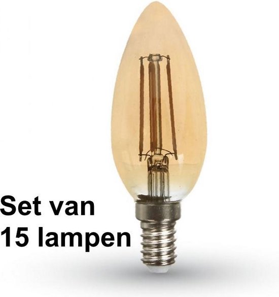 4W E14 Kaars - Super warm wit - (2200K) - Set van 15 stuks | bol.com