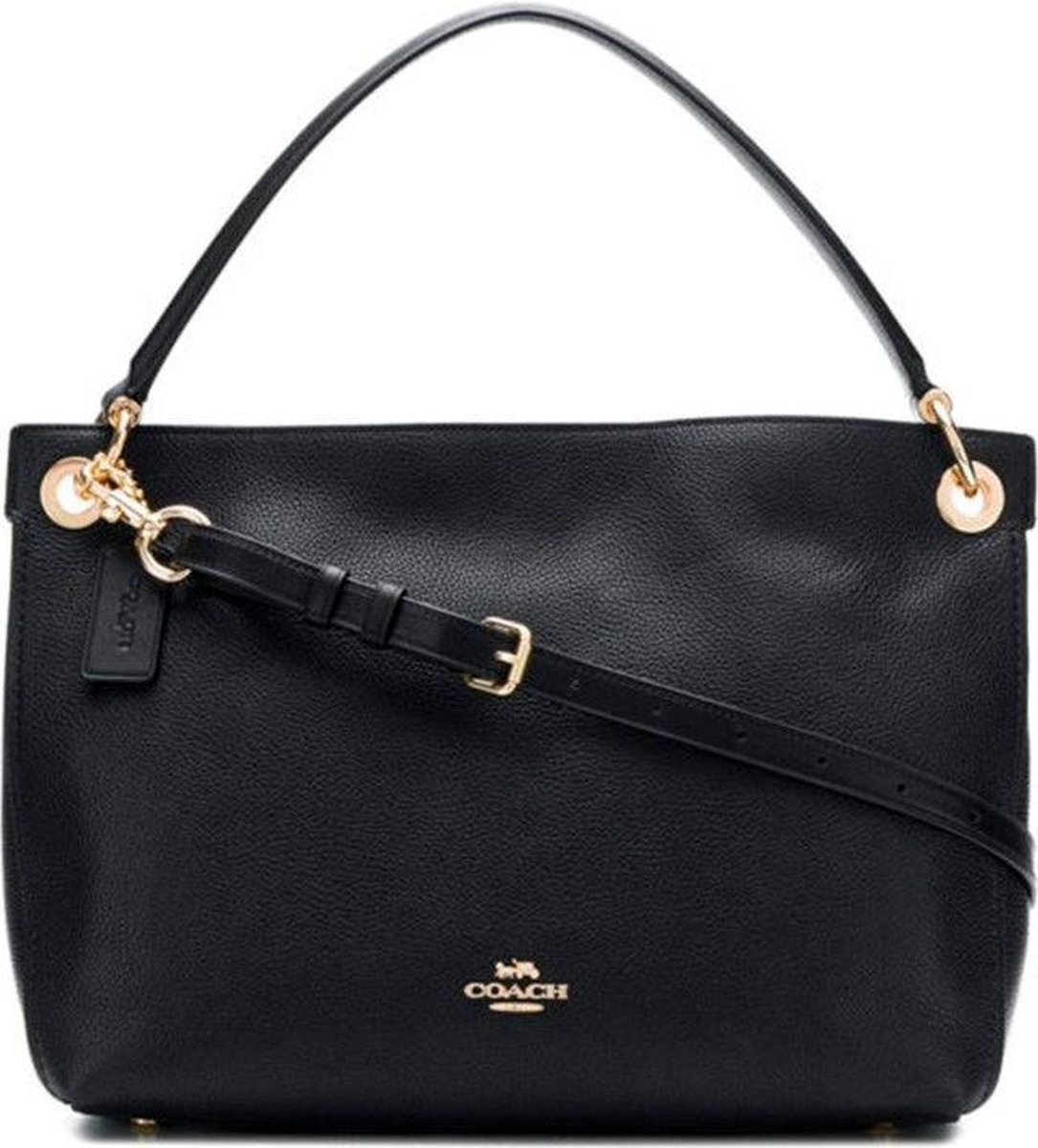 Coach Polished Pebble Leather Clarkson Dames Handtas - Zwart | bol.com