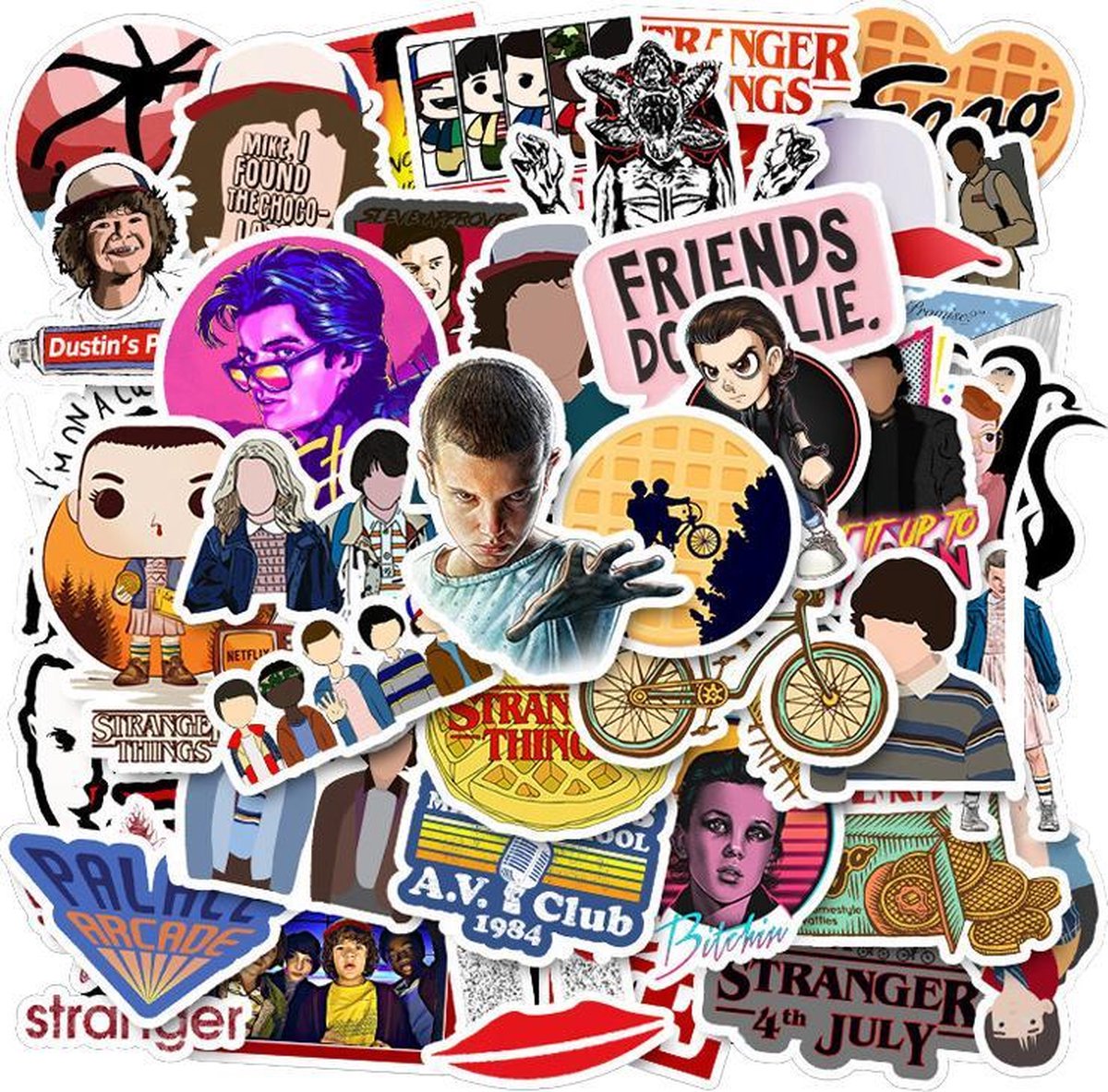50 Stranger Things stickers voor laptop, muur, deur etc. | bol.com