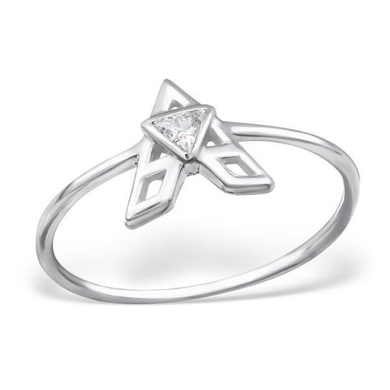 Zilver triangel met steentje ring | Silver Triangle Ring with Cubic ...