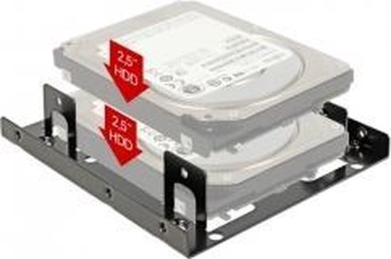 Premium 2x 2,5'' HDD/SSD naar 3,5'' slot montage frame / zwart | bol