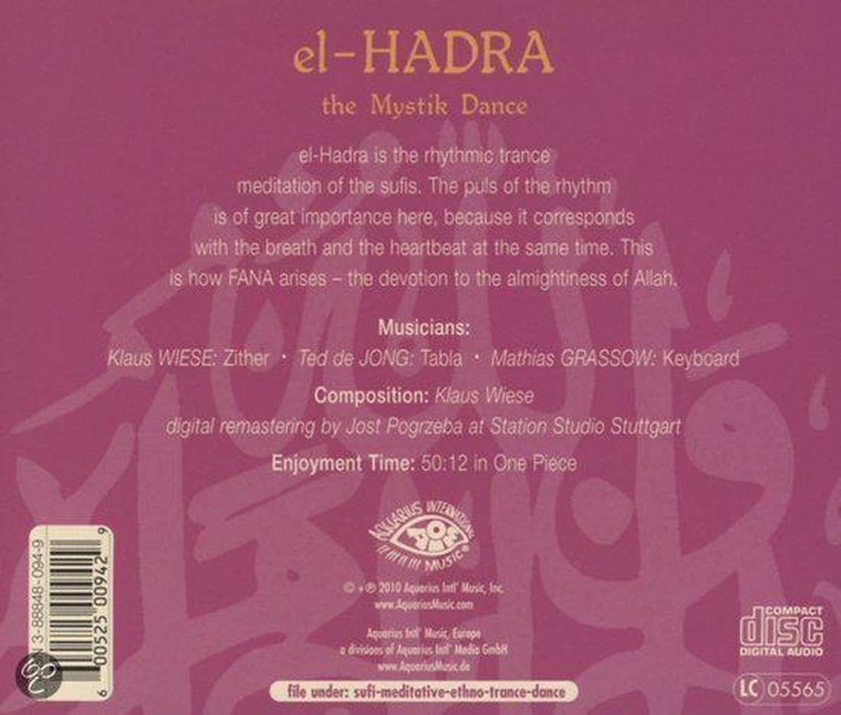 El Hadra, Klaus Wiese/Ted De Jong | CD (album) | Muziek | bol.com