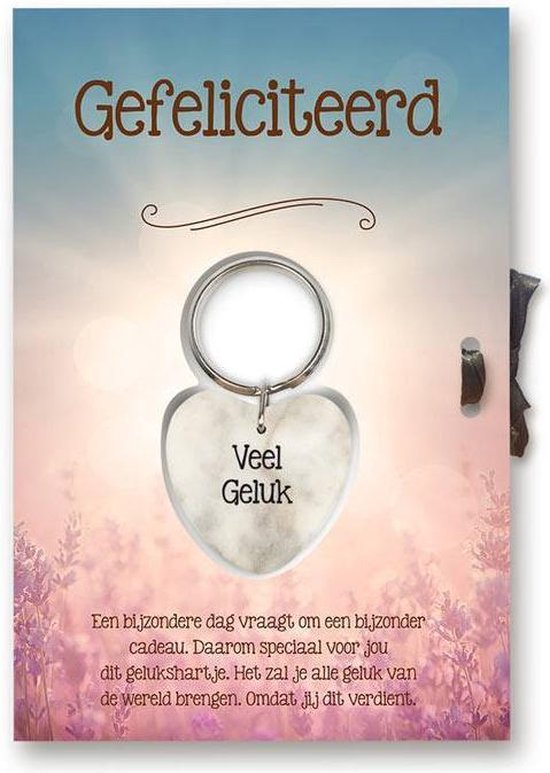Gelukshart Sleutelhanger Giftcard Gefeliciteerd | bol