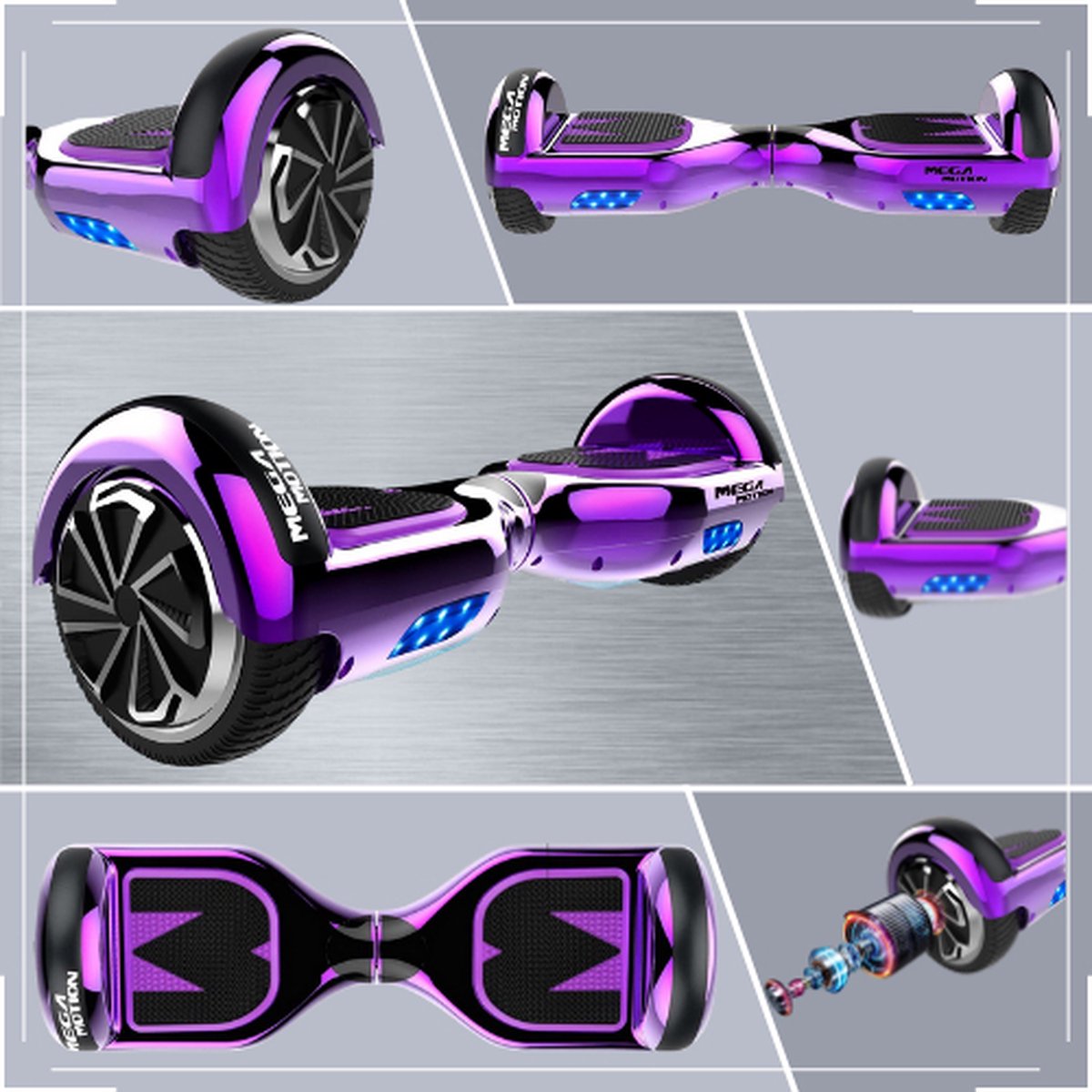 Mega Motion Hoverboard Paars + Hoverkart Zwart | bol.com