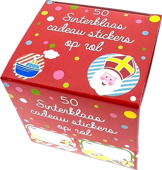 50x Sinterklaas cadeau stickers op rol - Kado naamstickers Sint thema ...