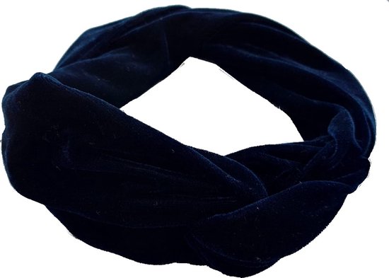 Haarband Velvet Effen - Hoofdband Fluweel - Bandeau - Donkerblauw | bol.com