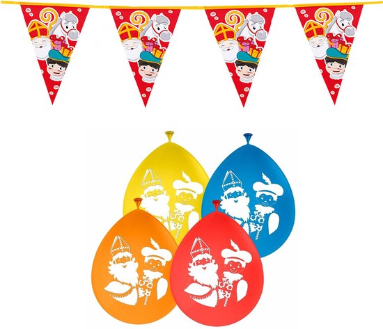 Sinterklaas versiering pakket - 2x Sint/piet vlaggenlijnen van 6 meter ...