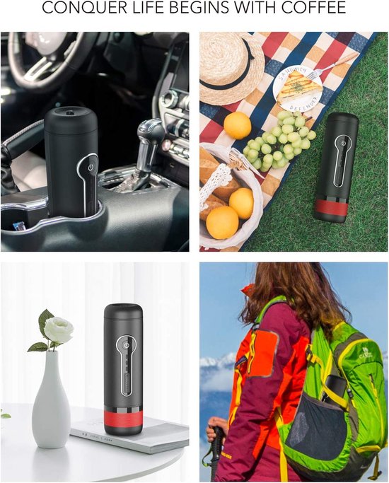 12V Draagbaar Espressomachine Oplaadbaar Koffiezetapparaten : CONQUECO ...