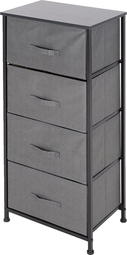 cgpn - ladekast, 4 lades stoffen ladekast, 45x30x94cm, grijs, zwart ...