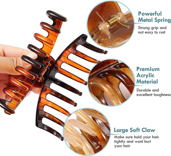 OnlyQuality - Grote Haar Klauw Clips, 6 Stuks 4,13 Inch Haarclips ...