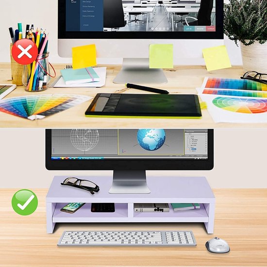 Moniter Riser, 2 lagen Houten Monitor Stand TV PC Laptop Computer ...