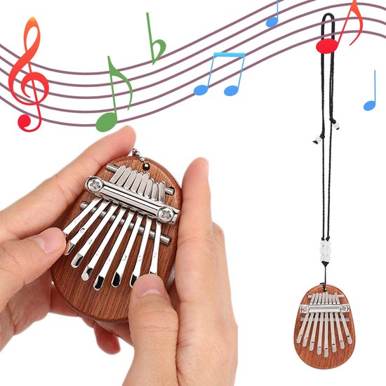 Mini kalimba - Mbira - duimpiano - 8 tonen - complete set - mahonie ...