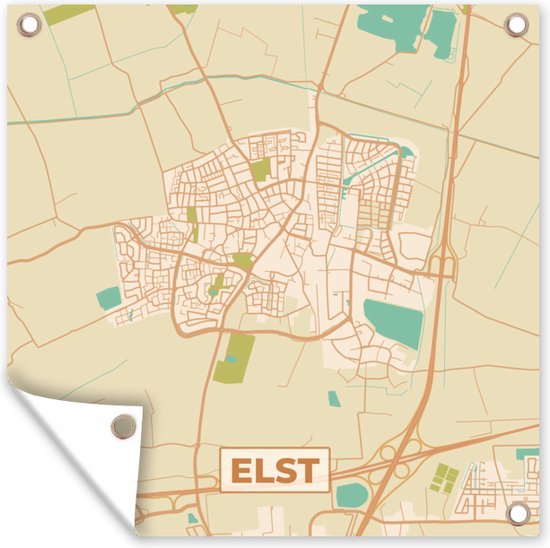 Tuindoek Elst - Plattegrond - Kaart - Stadskaart - 100x100 cm | bol