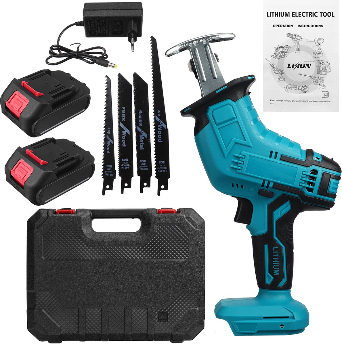 Scie alternative BRAVOBRO - Scies sabres - avec 2 batteries et 4 lames ...
