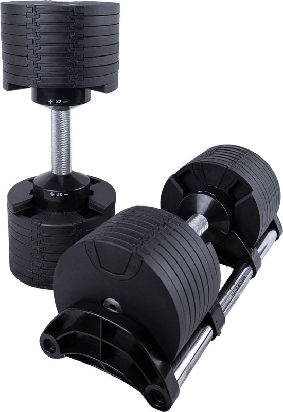 N-Mass Pro-Flex Verstelbare Dumbbell Set 2 t/m 32 kg - Fitness ...