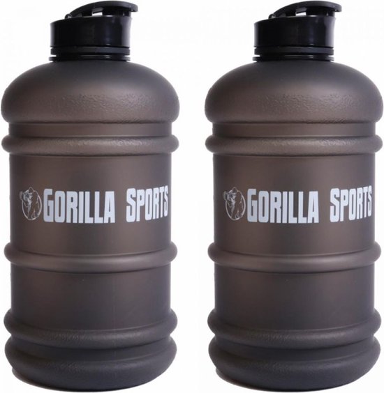 Gorilla Sports Waterfles - Gallon - 2,2 liter - Zwart - Set van 2 | bol.com