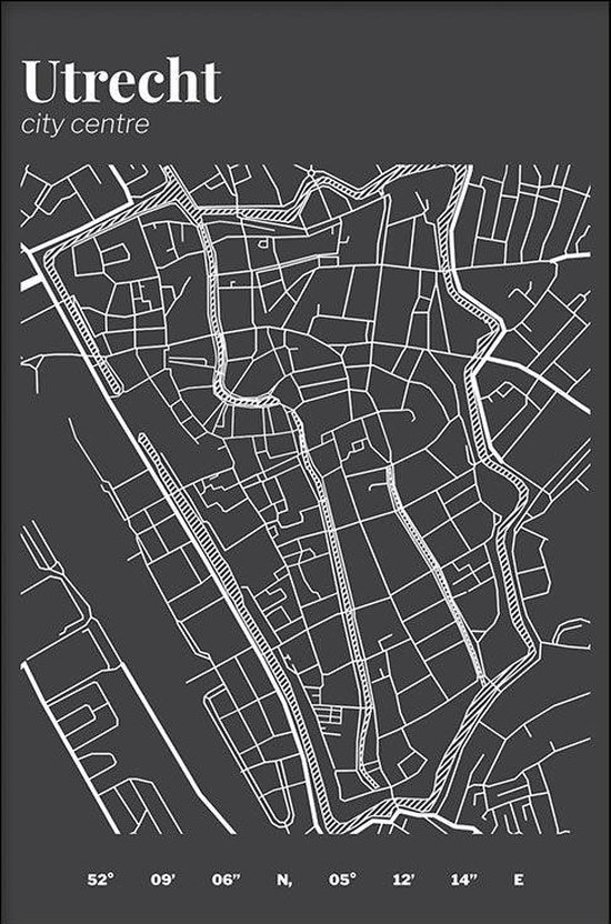Walljar - Plan de la ville d'Utrecht Centrum III - Décoration murale ...