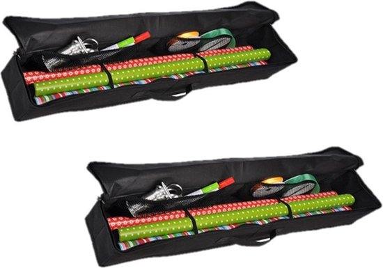Set van 2x stuks inpakpapier/cadeaupapier opruimen opbergtassen zwart ...
