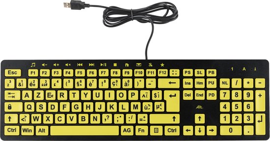 ClearKeys AZERTY BE - Slechtzienden Toetsenbord - Geel Zwart - Grote ...