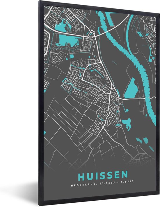 Fotolijst incl. Poster - Huissen - Stadskaart - Kaart - Plattegrond ...
