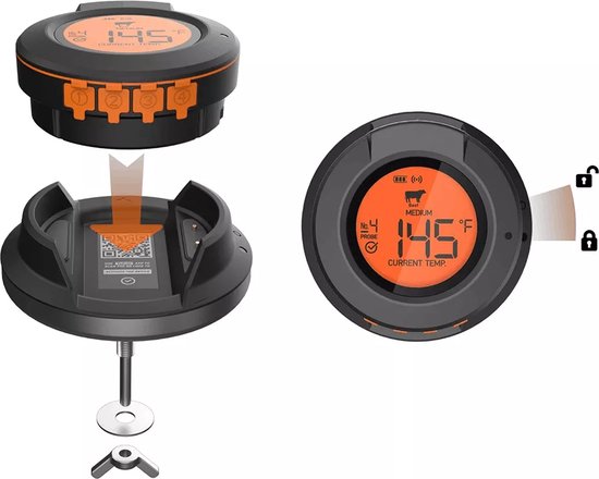 Smart Bluetooth Barbeque Dome Thermometer AT-02 met 4 probes | bol