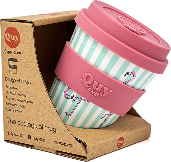 Quy Cup 230ml - Ecologische Reis Beker - “Flamingo” - BPA Vrij ...