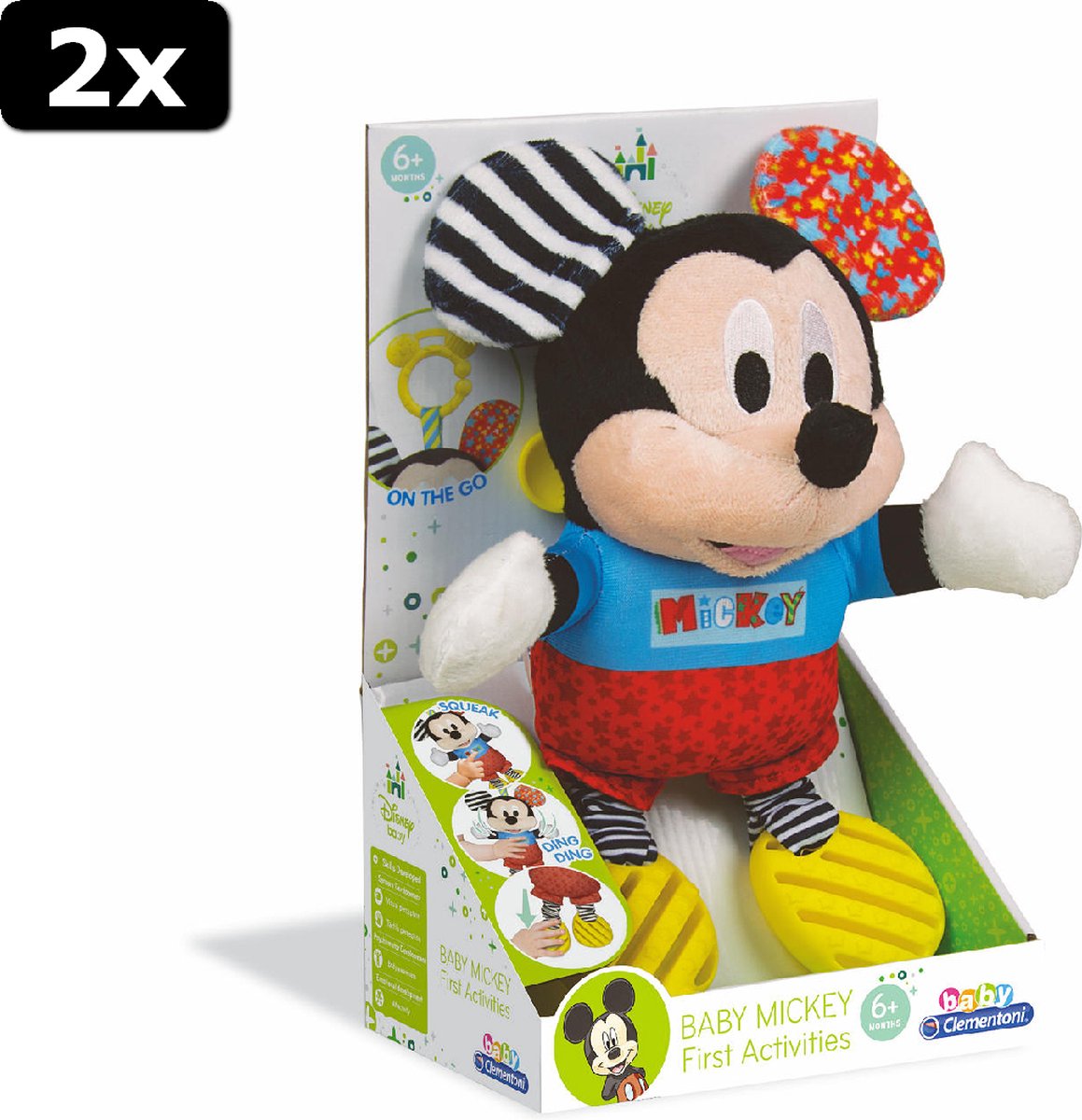 2x Clementoni Disney Baby Mickey Pluchen Knuffel | bol.com