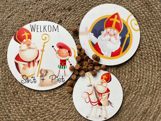 Muurcirkel Sinterklaas - Set van 3 - Afmetingen 27/25/20 cm - sint ...