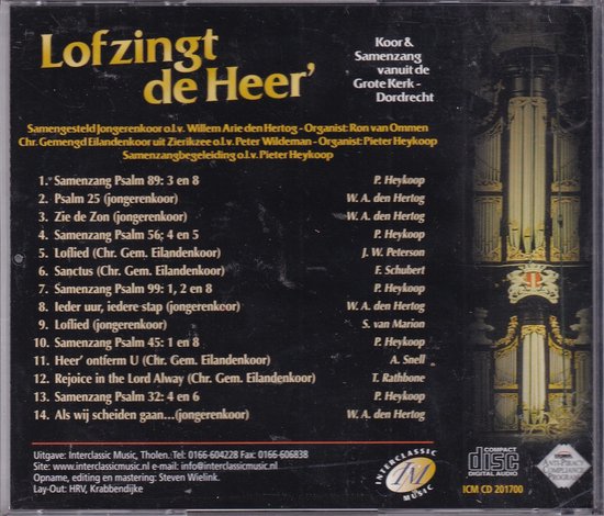Lofzingt de Heer - Samengesteld Jongerenkoor o.l.v. Willem Arie den Hertog. Chr.... | bol.com