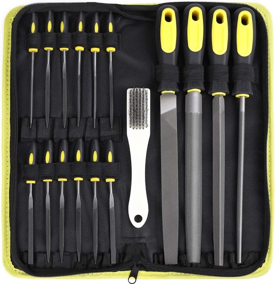 18-delige vijlenset in handige etui - Koolstofstaal - Ergonomische ...