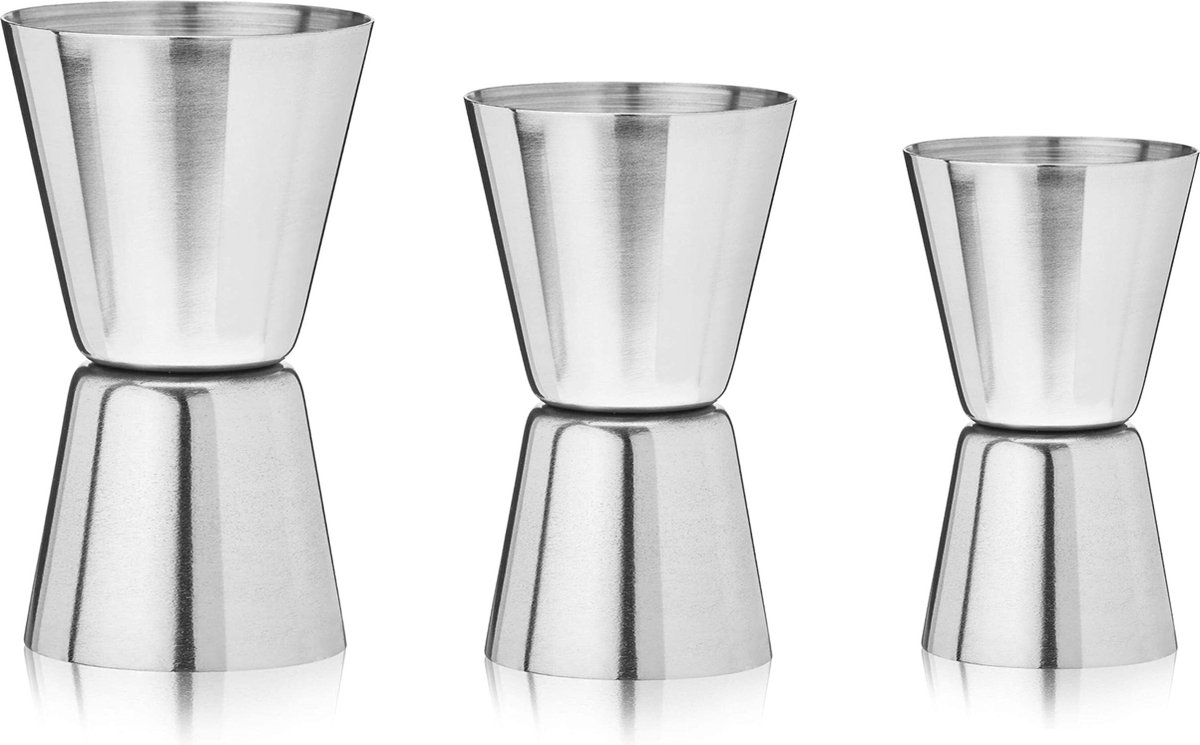 Bar Essentials® Jigger Set (15-30ml, 20-40ml, 25-50ml) - Drankmaatje ...