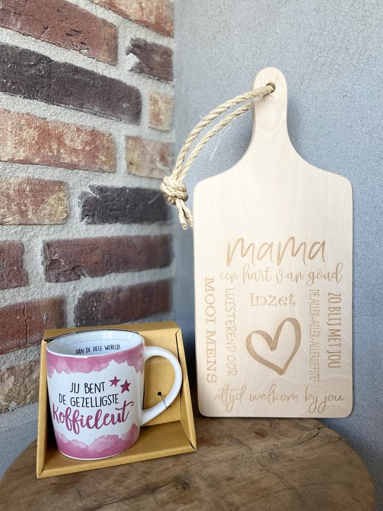 Paquet cadeau mama - plateau de service 35 cm avec le texte mama - mug ...
